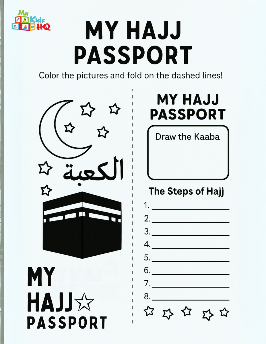 My Hajj Passport – Free Printable Islamic Craft for Kids (Ages 7–9)